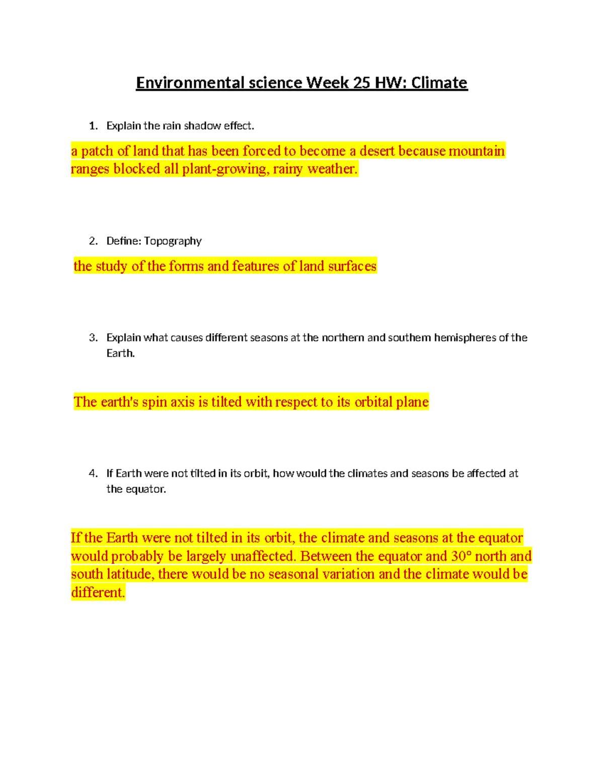 Environmental science Week 25 HW1 Climate copy copy - Environmental ...