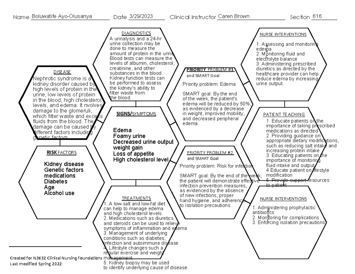 Honeycomb completed - Resource for intro to nursing that can help with ...