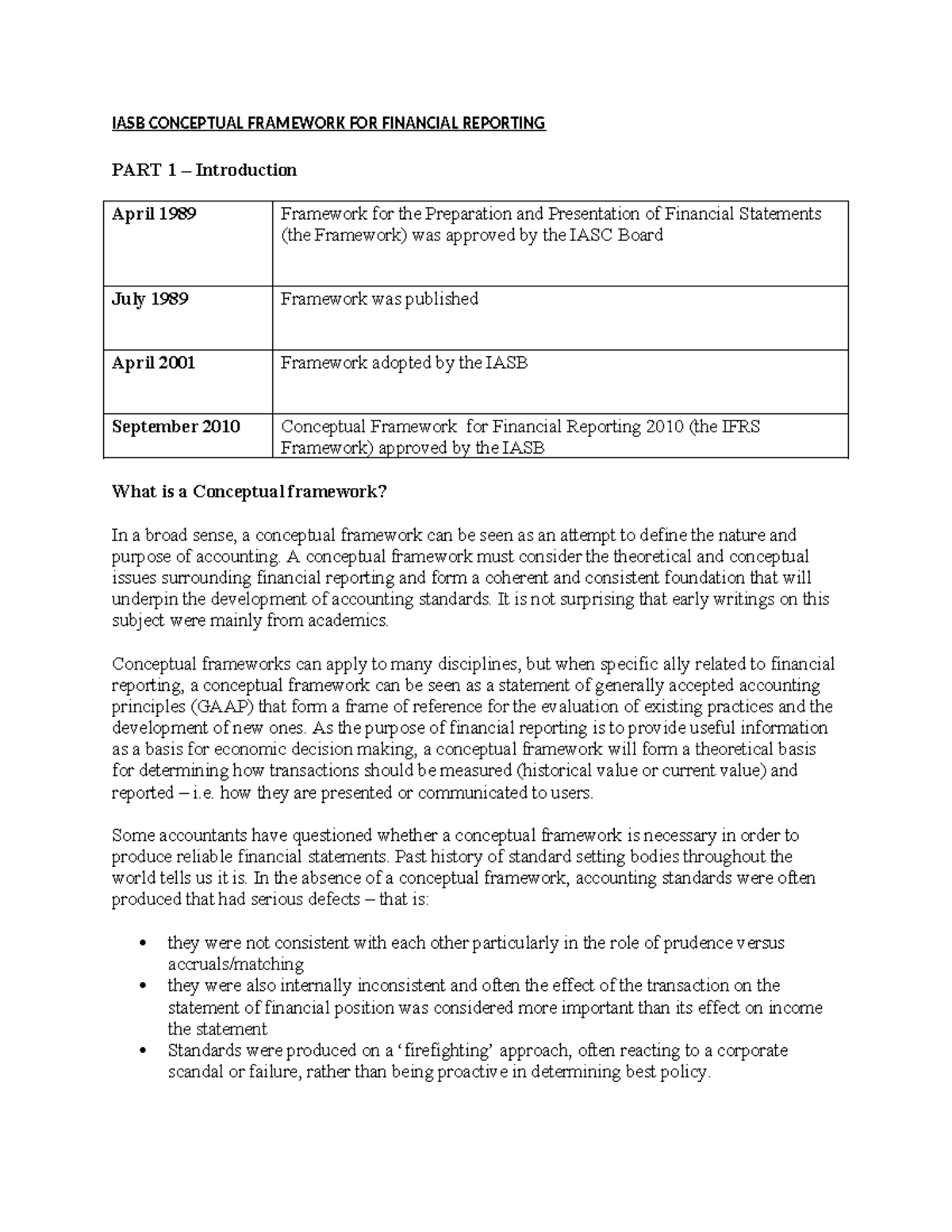 Overview and Part Gist 3 - IASB CONCEPTUAL FRAMEWORK FOR FINANCIAL ...