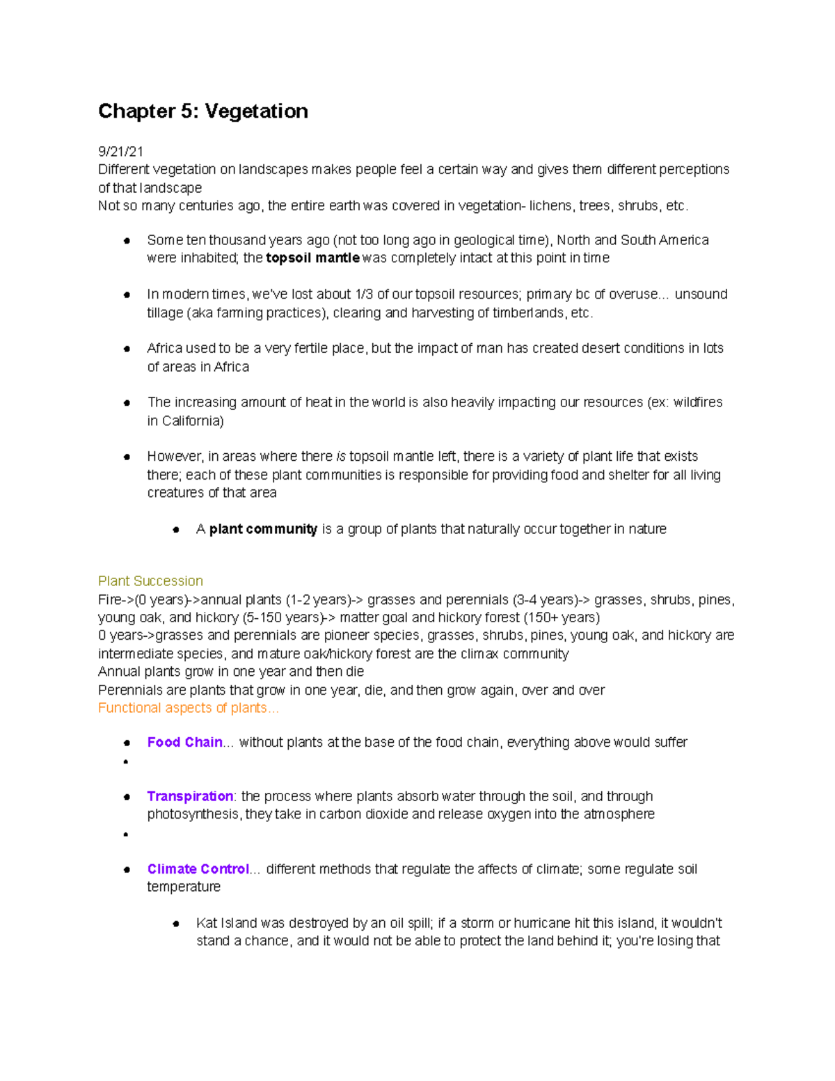 Chapter 5 Vegetation - Chapter 5: Vegetation 9/21/ Different vegetation ...