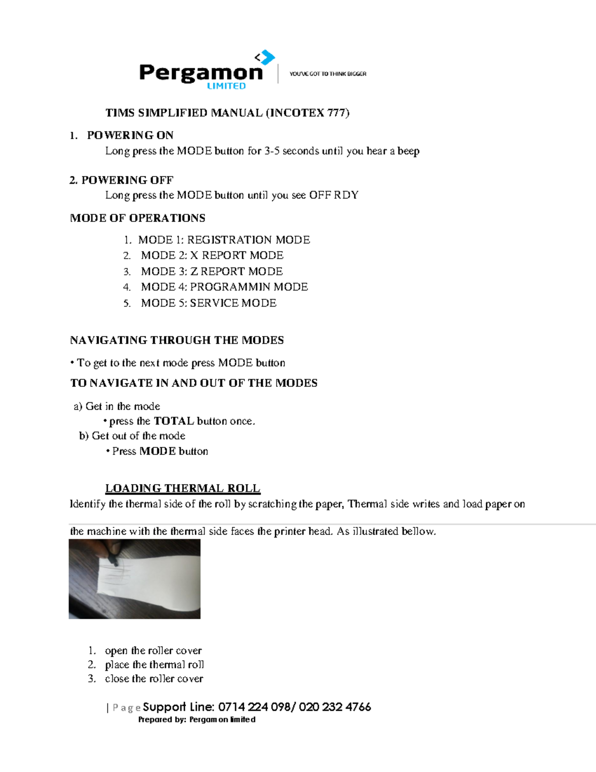 Incotex 777 simplified manual 1 - | P a g e Support Line: 0714 224 098/ 020 232 4766 TIMS ...