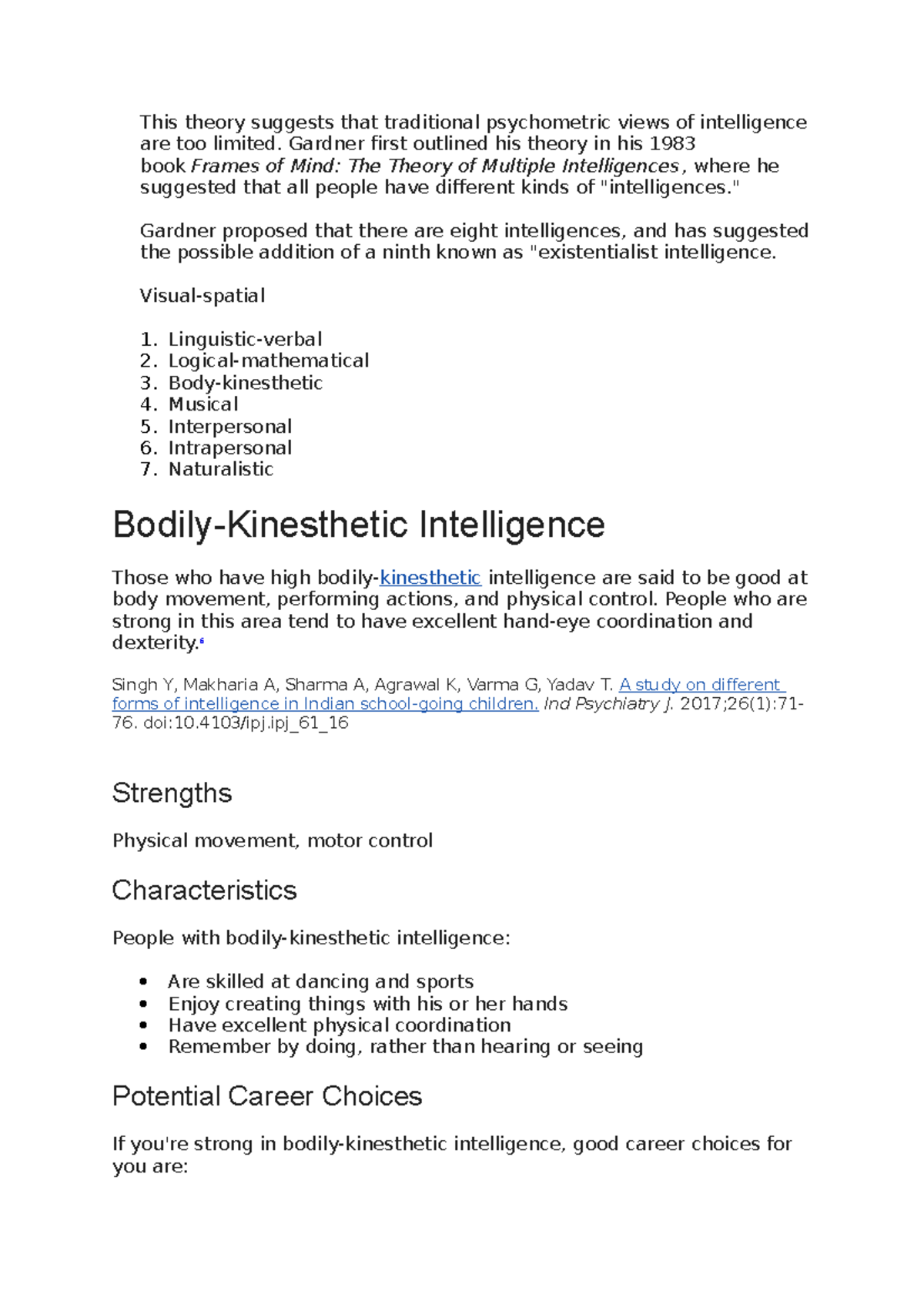 Bodily-Kinesthetic Intelligence - This theory suggests that traditional ...