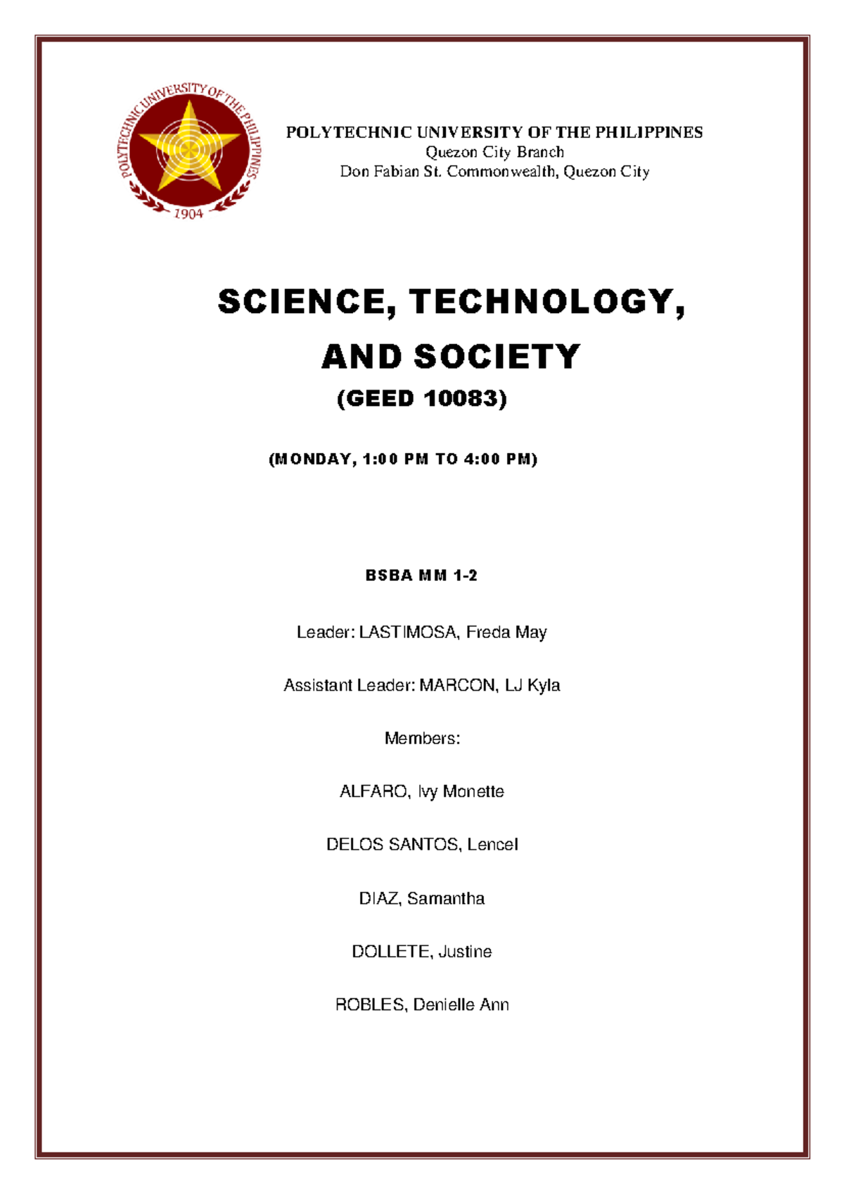 Ancient Rome - POLYTECHNIC UNIVERSITY OF THE PHILIPPINES Quezon City ...