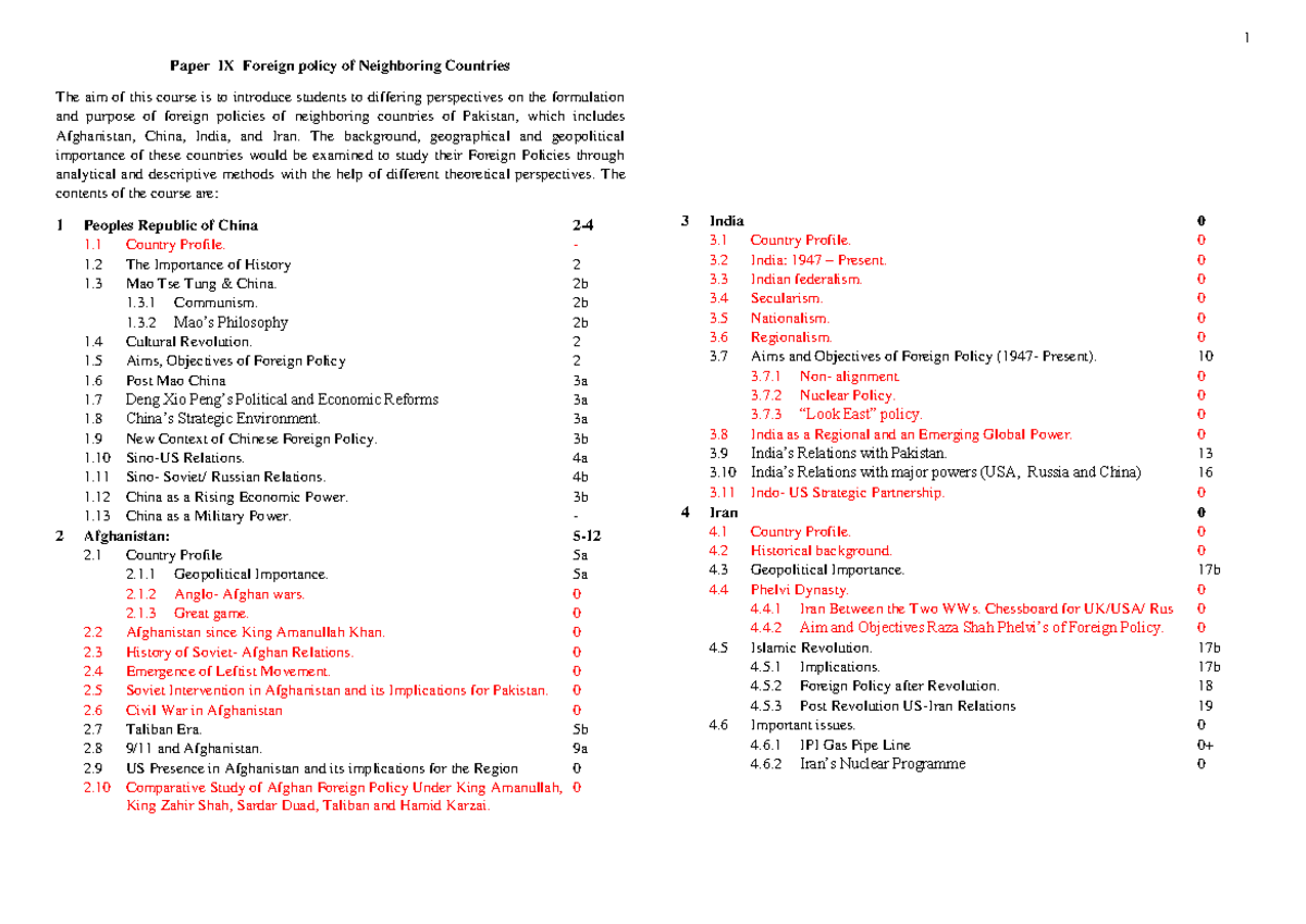 IR 9 - Intl Pol of Neighbours - Paper IX Foreign policy of Neighboring ...