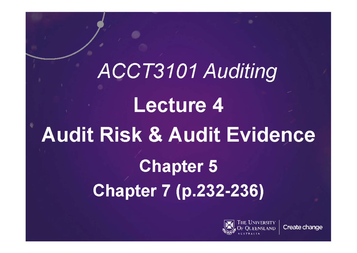 2020-2 ACCT3101 04 L(1) 1 i0004 - Lecture 4 Audit Risk & Audit Evidence ...