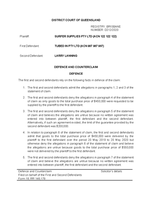 Week 8 Application for summary judgment - SUPREME COURT OF QUEENSLAND ...