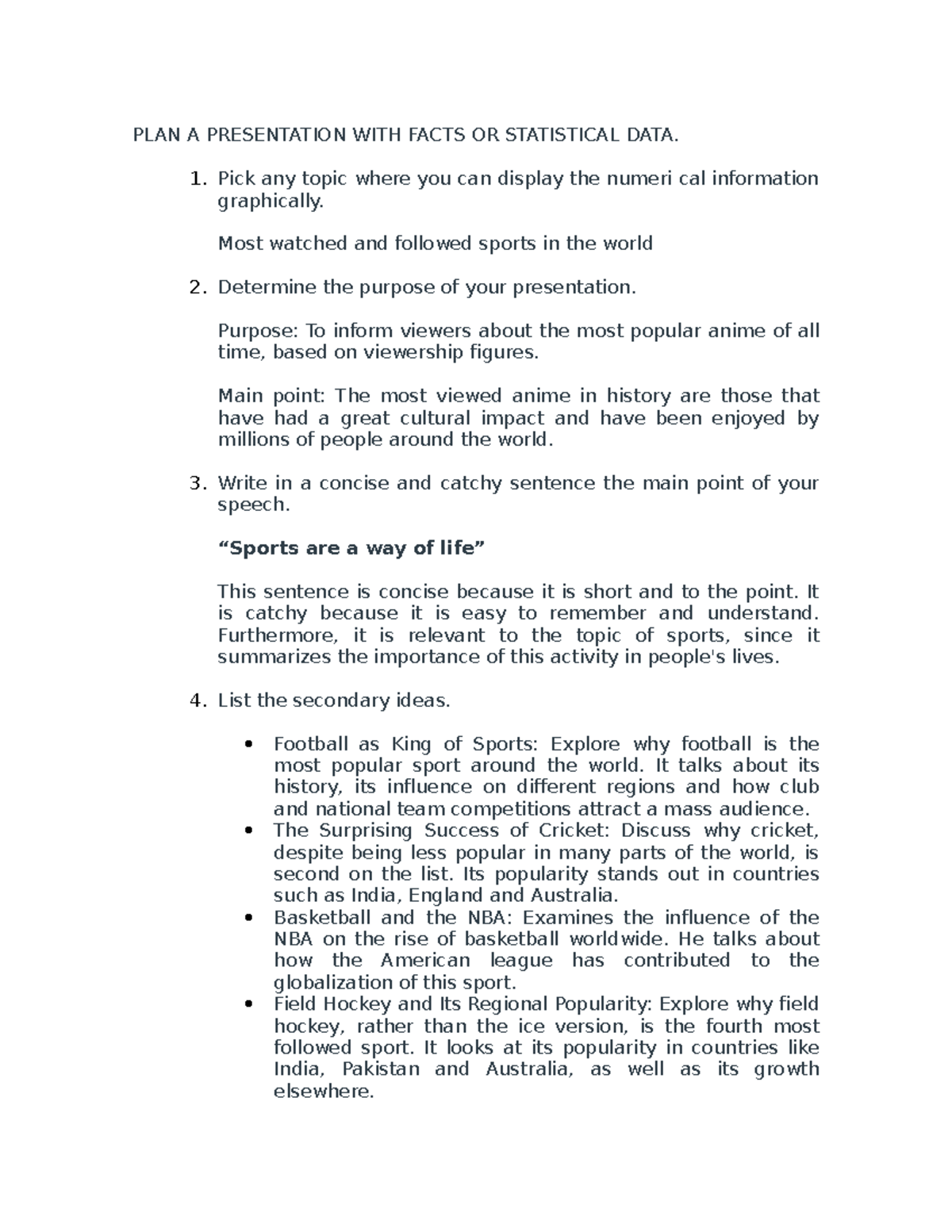 Activity 12 - presentaciones efectivas - PLAN A PRESENTATION WITH FACTS ...