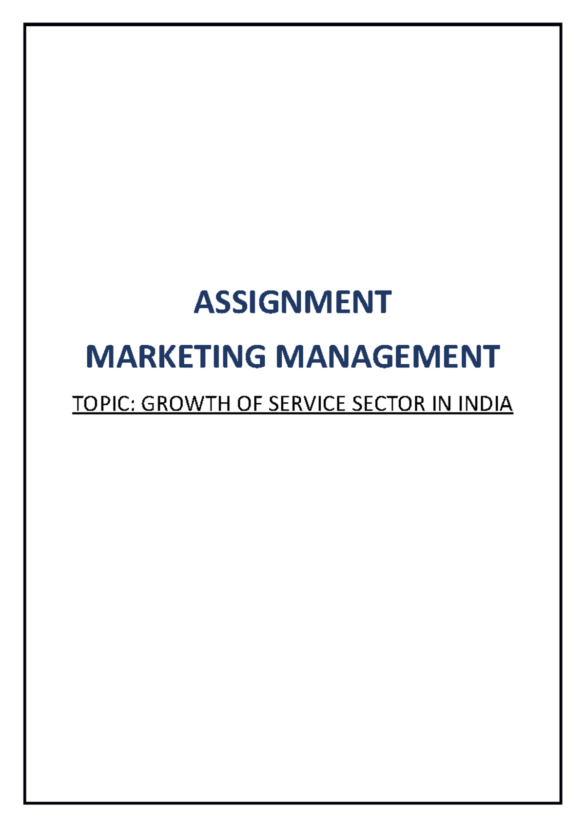 Assignment-Marketing Management - ASSIGNMENT MARKETING MANAGEMENT TOPIC ...