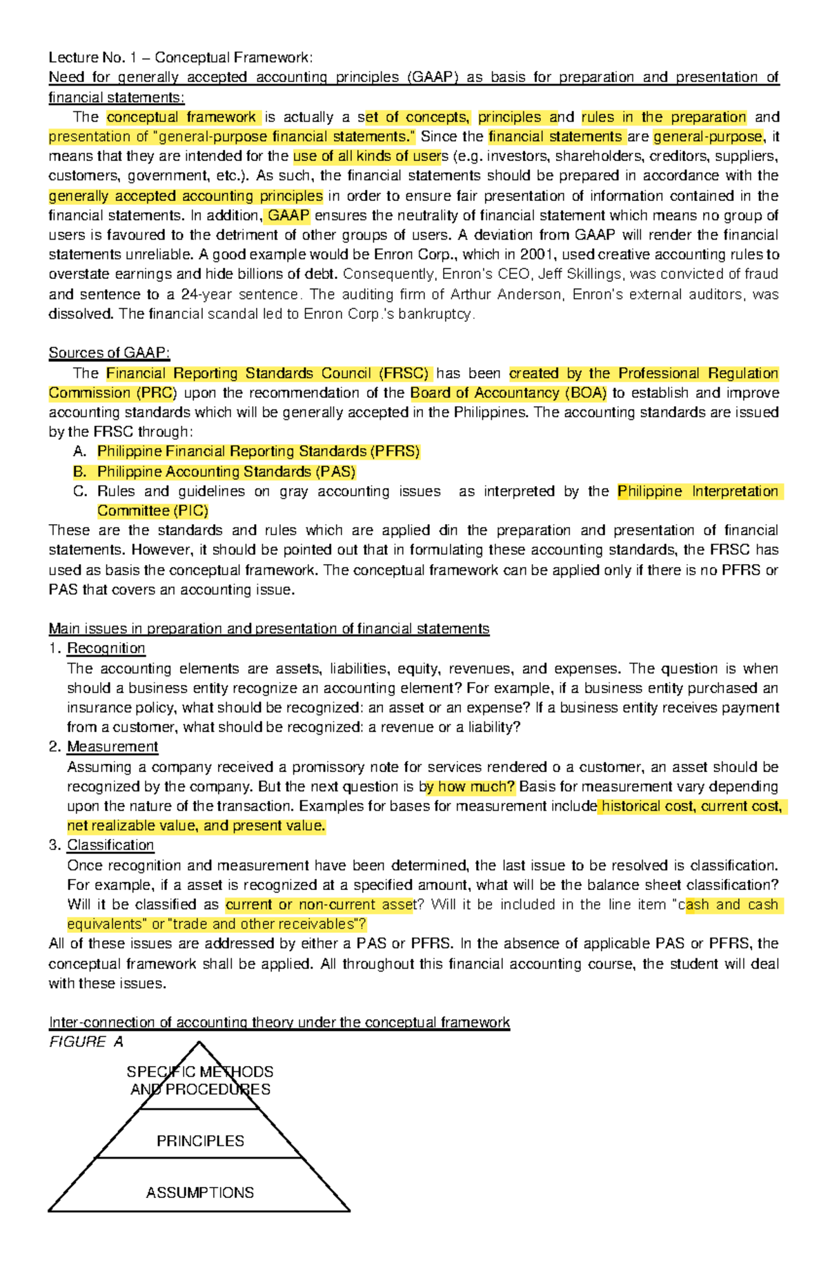Intacc- Conceptual Framework - Lecture No. 1 – Conceptual Framework: Need for generally accepted ...