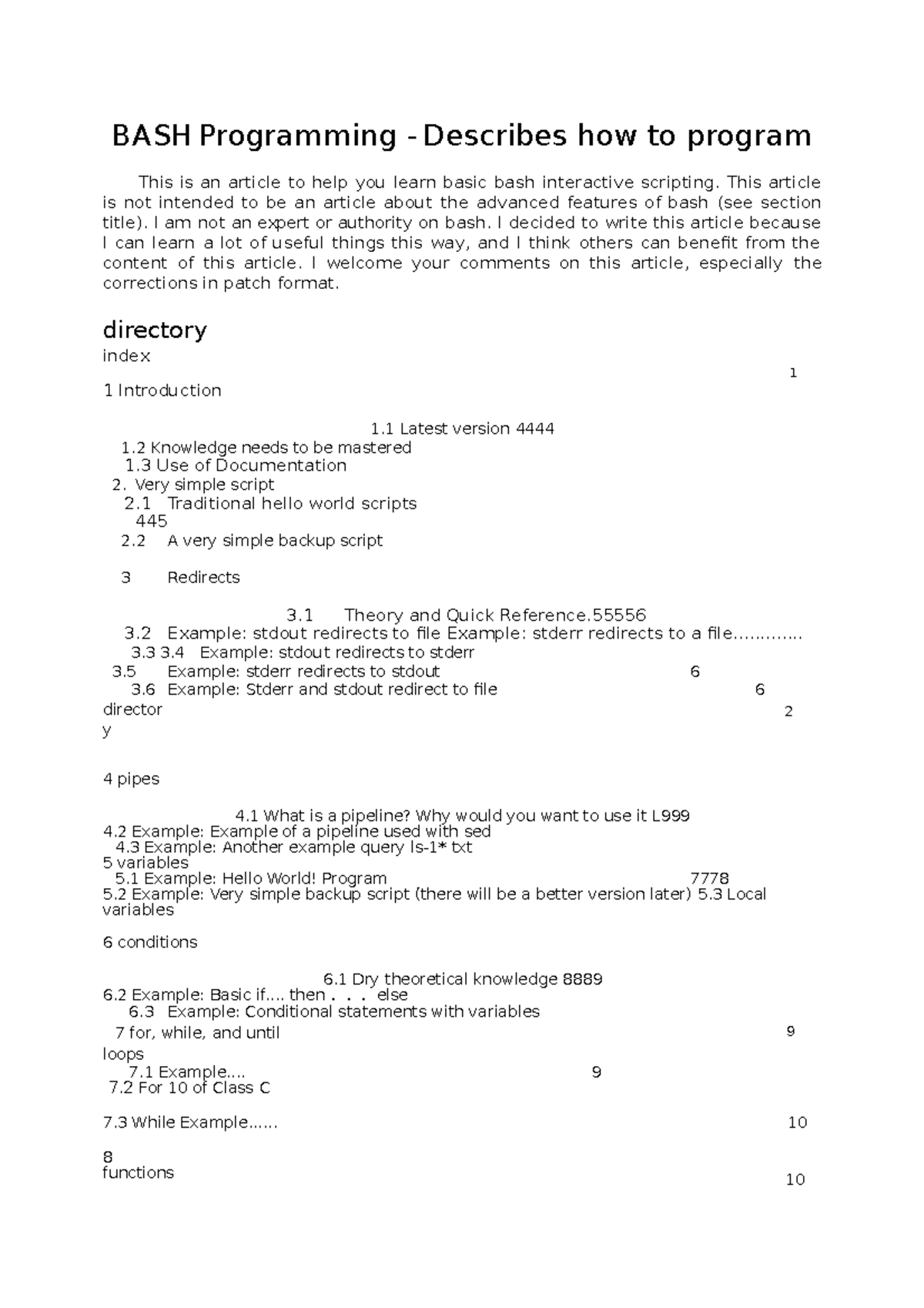 Bash Programming Describes How To Program This Article Is Not Intended To Be An Article 0508