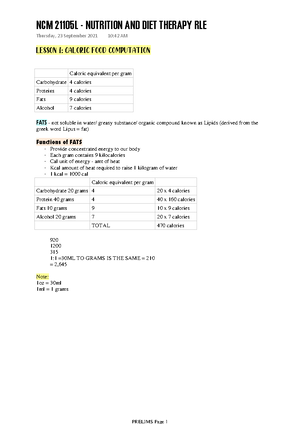 Nutrition and Diet Therapy Tolerable Upper Intake Levels - LESSON 4 ...