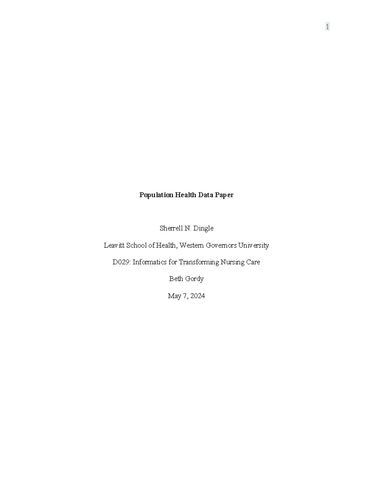 Informatics for Transforming Nursing Care (ARM2) d029 revision again ...