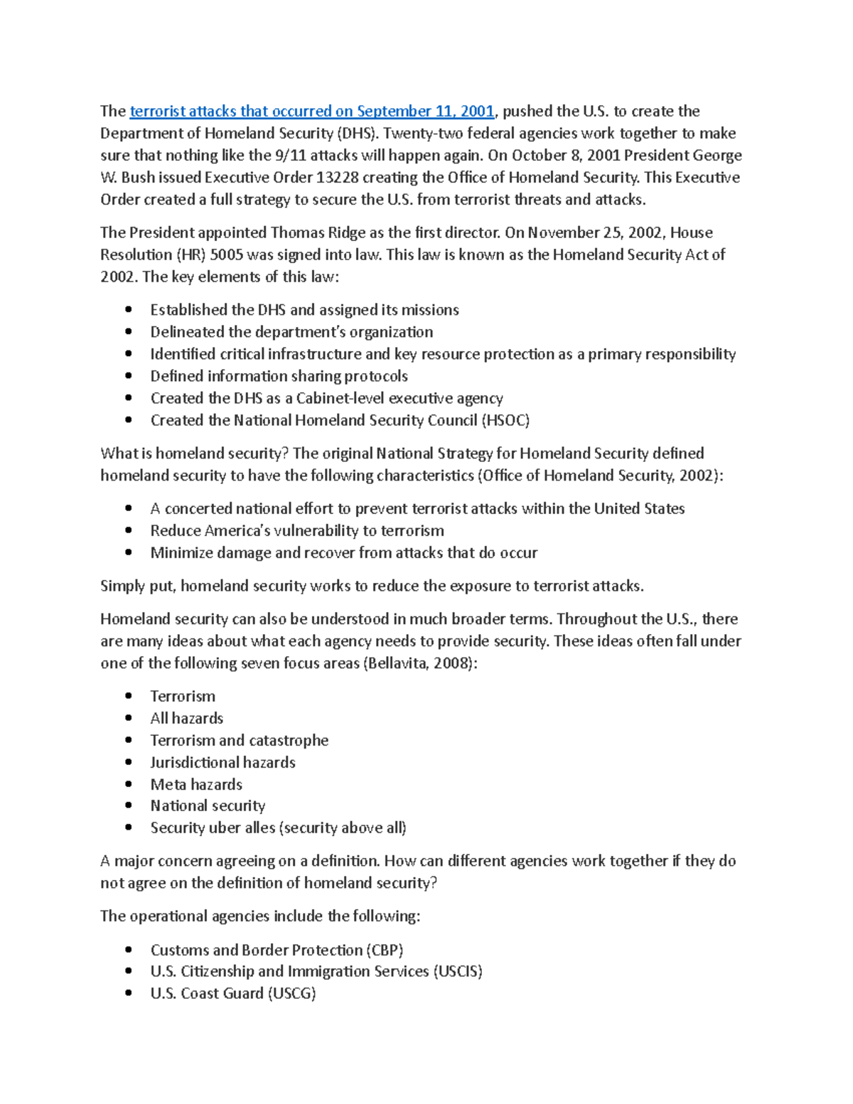 DHS organization - The terrorist attacks that occurred on September 11 ...