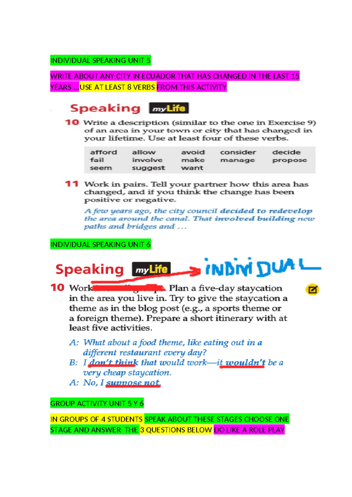 UNIT 4- Cuarto Nivel - Ejercicios - Part 1 Listen to the conversations ...