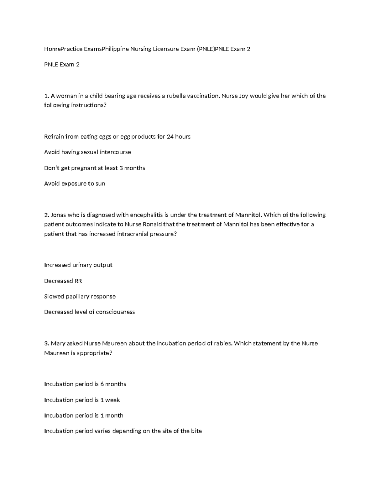 NP2 150 - Np3 - HomePractice ExamsPhilippine Nursing Licensure Exam ...