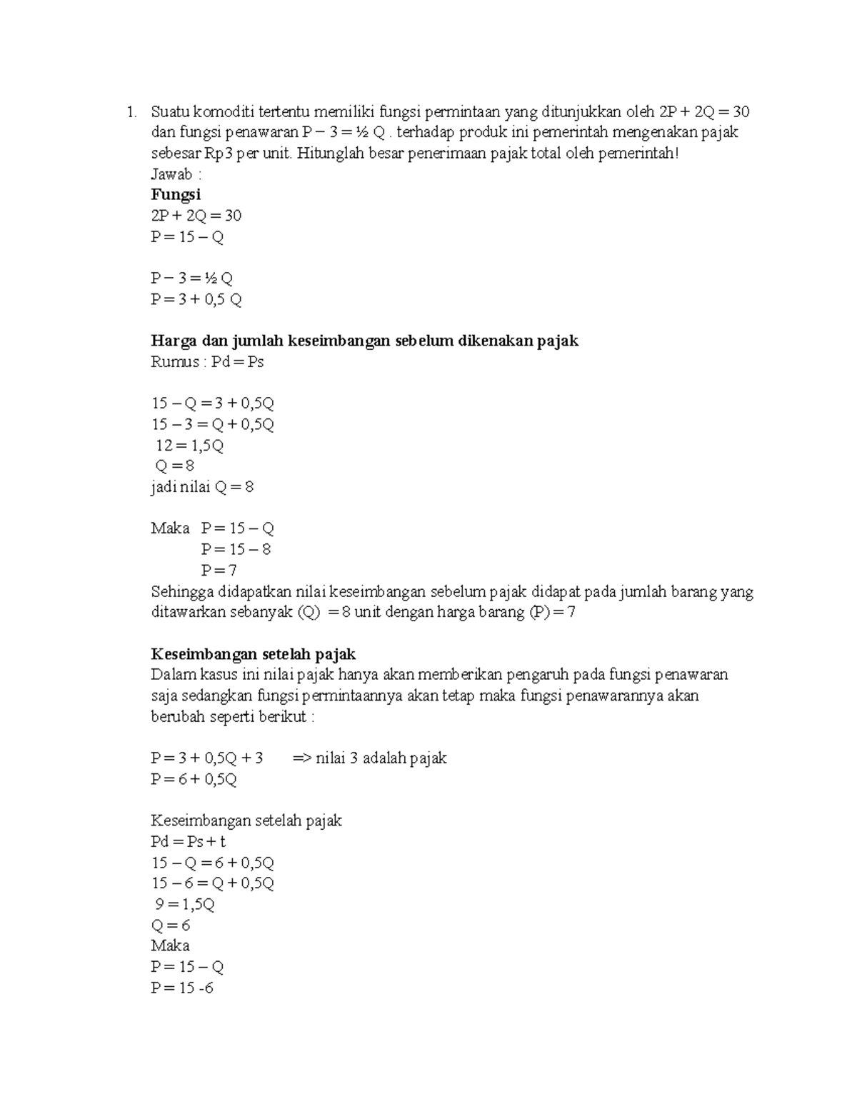 Tuton 2 matematika ekonomi - Suatu komoditi tertentu memiliki fungsi permintaan yang ditunjukkan ...