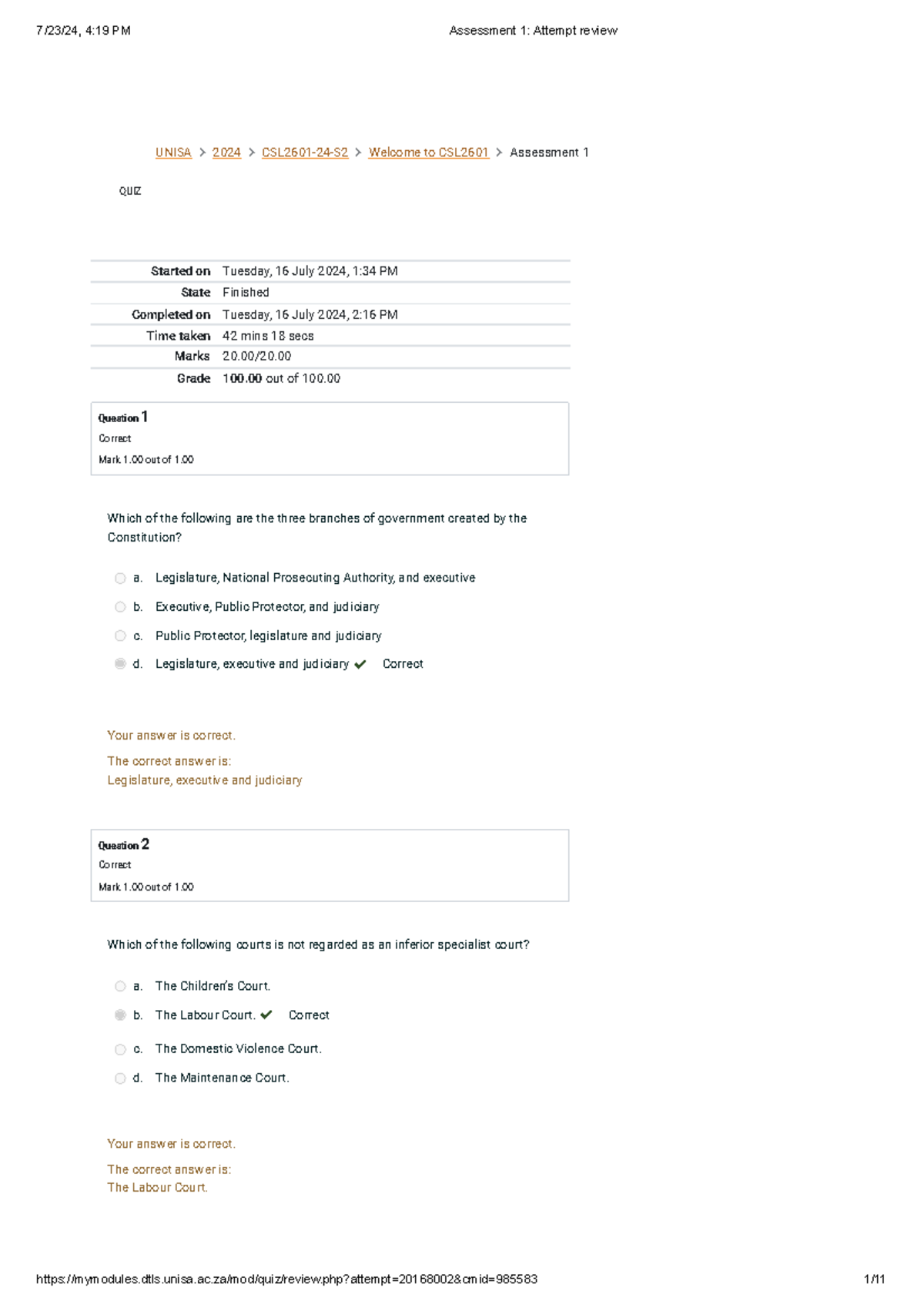 CSL2601 Assessment 1 Q&A - UNISA 2024 CSL2601-24-S2 Welcome to CSL2601 ...