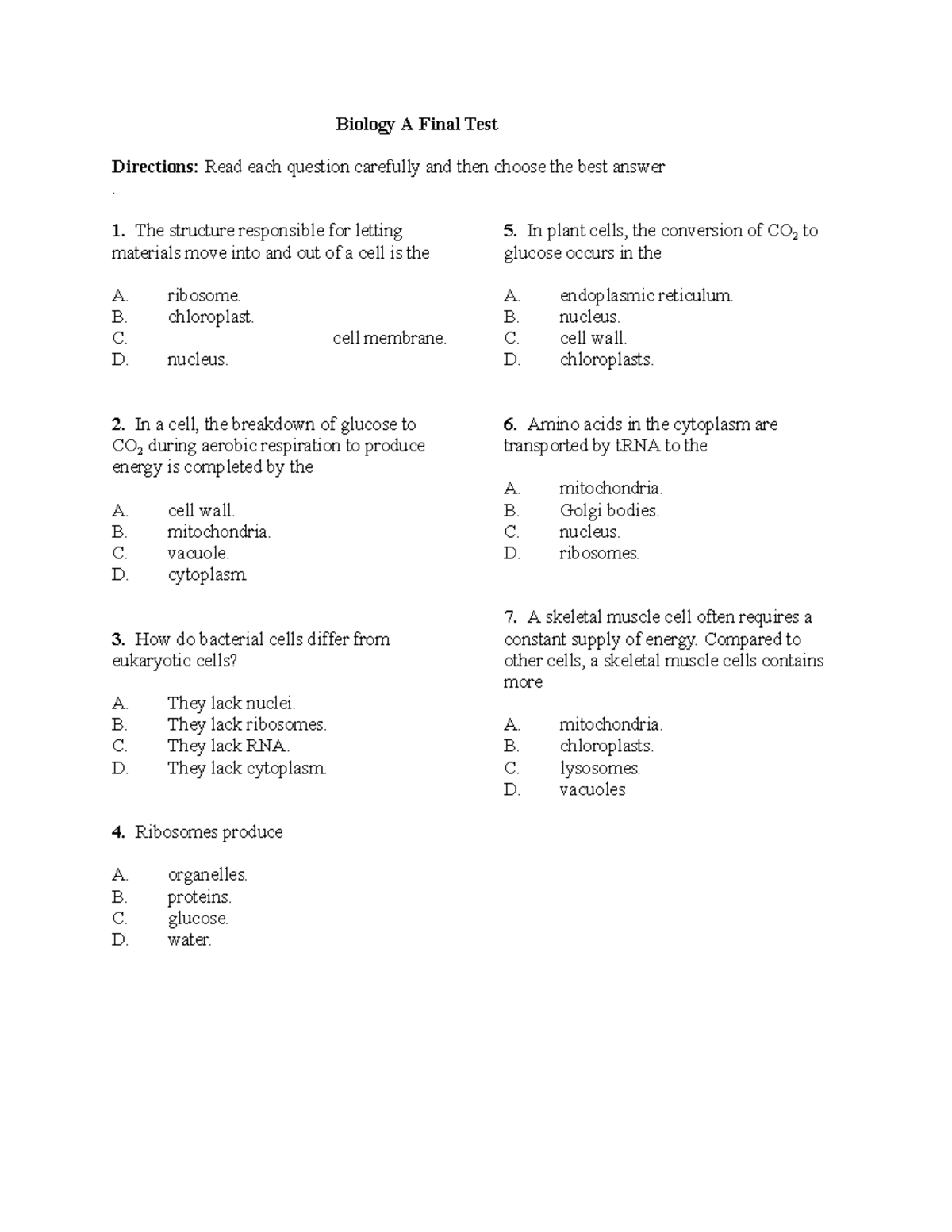 Biology 14 - botany lecture notes 2021/2022 MSU - Biology A Final Test ...