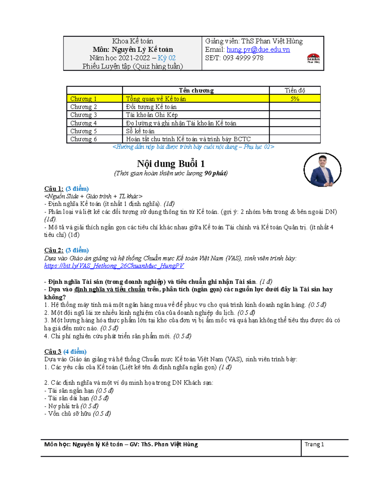 NLKT_Buổi.01_Luyện_Tập_Đề.LopThu04.T456 DapAn HungPV - Khoa Kế toán Môn: Nguyên Lý Kế toán Năm ...