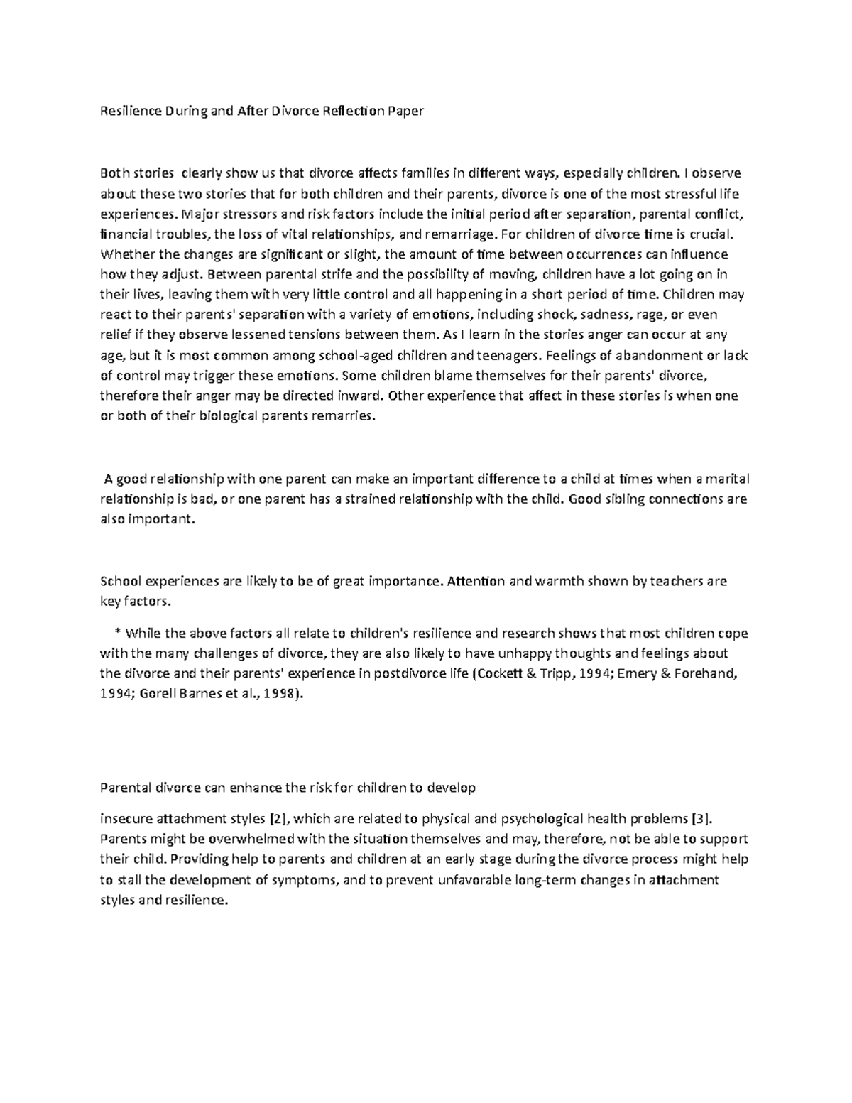 Resilience During and After Divorce first draft - Resilience During and ...