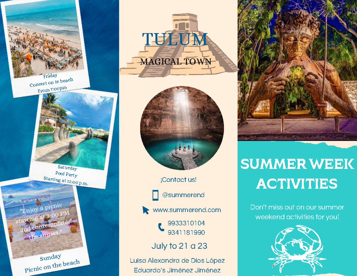 Folleto - 9933310104 9341181990 @summerend summerend TULUM Don't miss ...