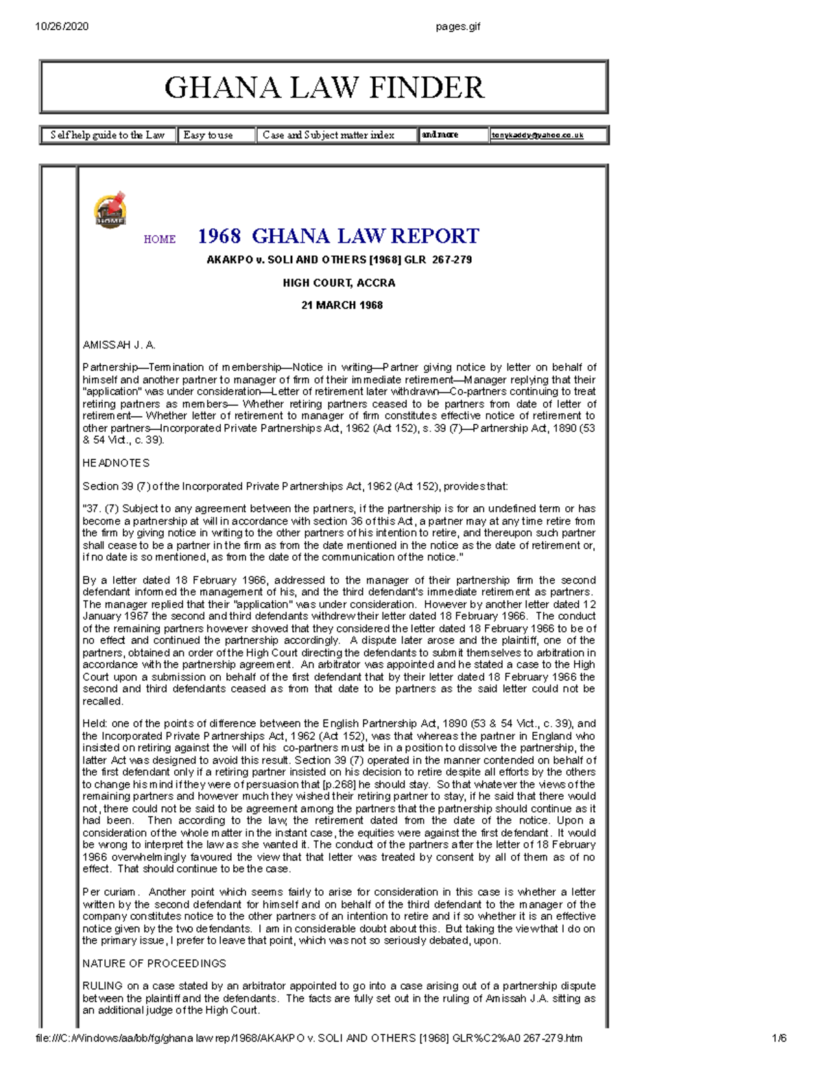 Akakpo v Soli - GHANA LAW FINDER Self help guide to the Law Easy to use ...