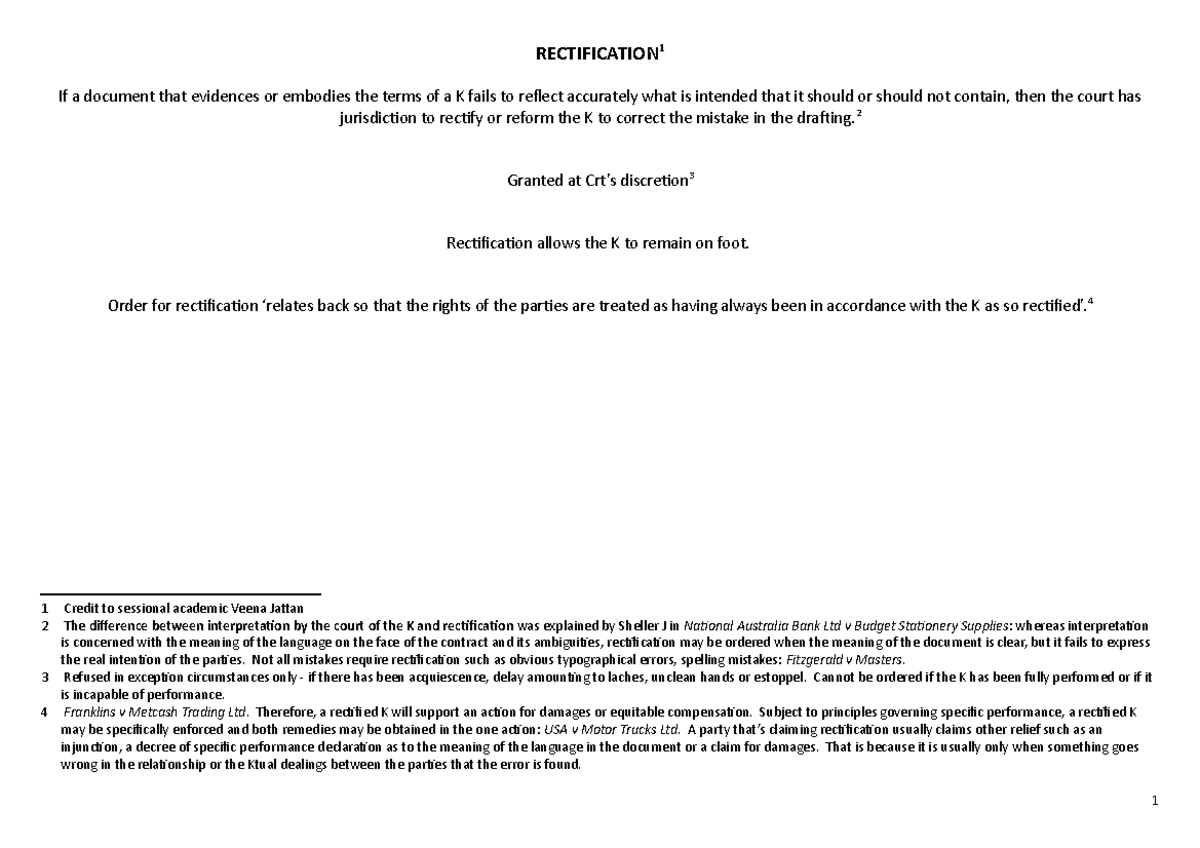 Wk 7 Rectification Flow Chart - RECTIFICATION 1 If a document that ...