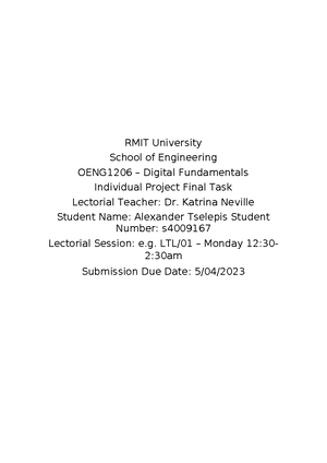OENG1206 - RMIT University - Digital Fundamentals - Studocu