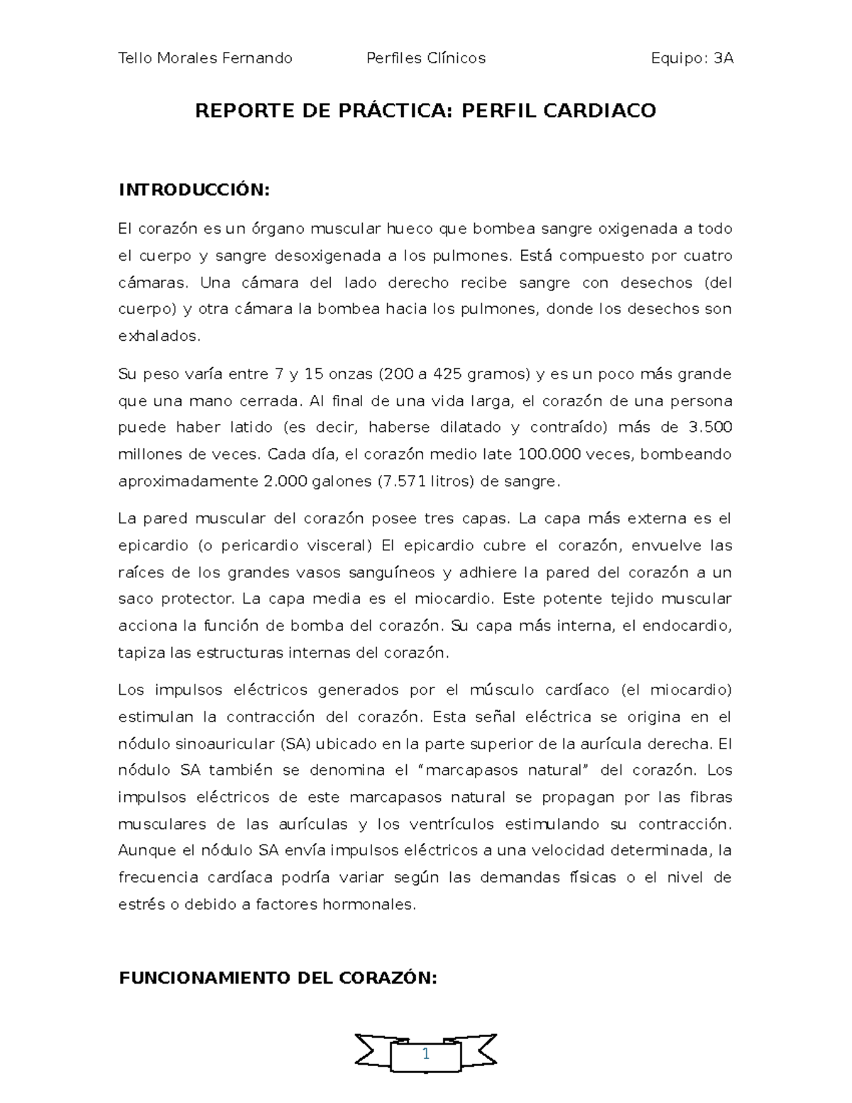 Perfil Cardiaco - REPORTE DE PRÁCTICA: PERFIL CARDIACO INTRODUCCIÓN: El ...