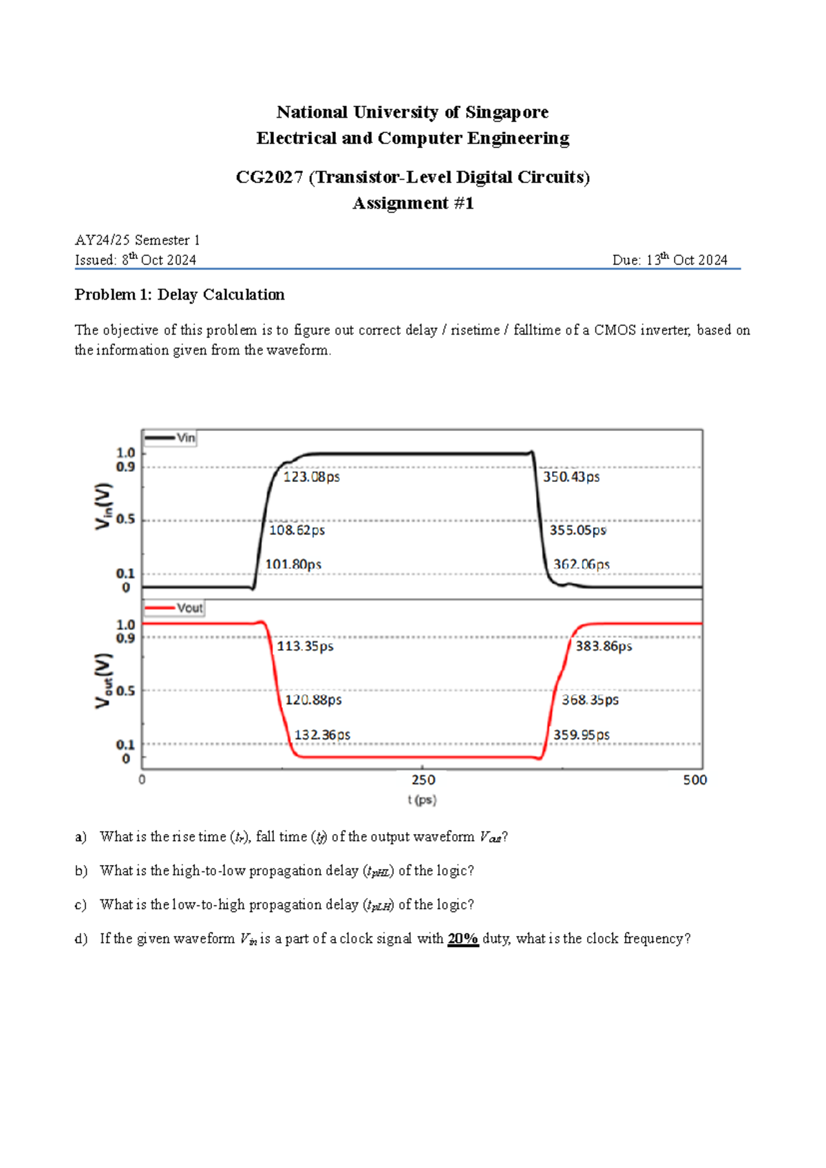 Tutorial Assignment 1 - National University of Singapore Electrical and ...
