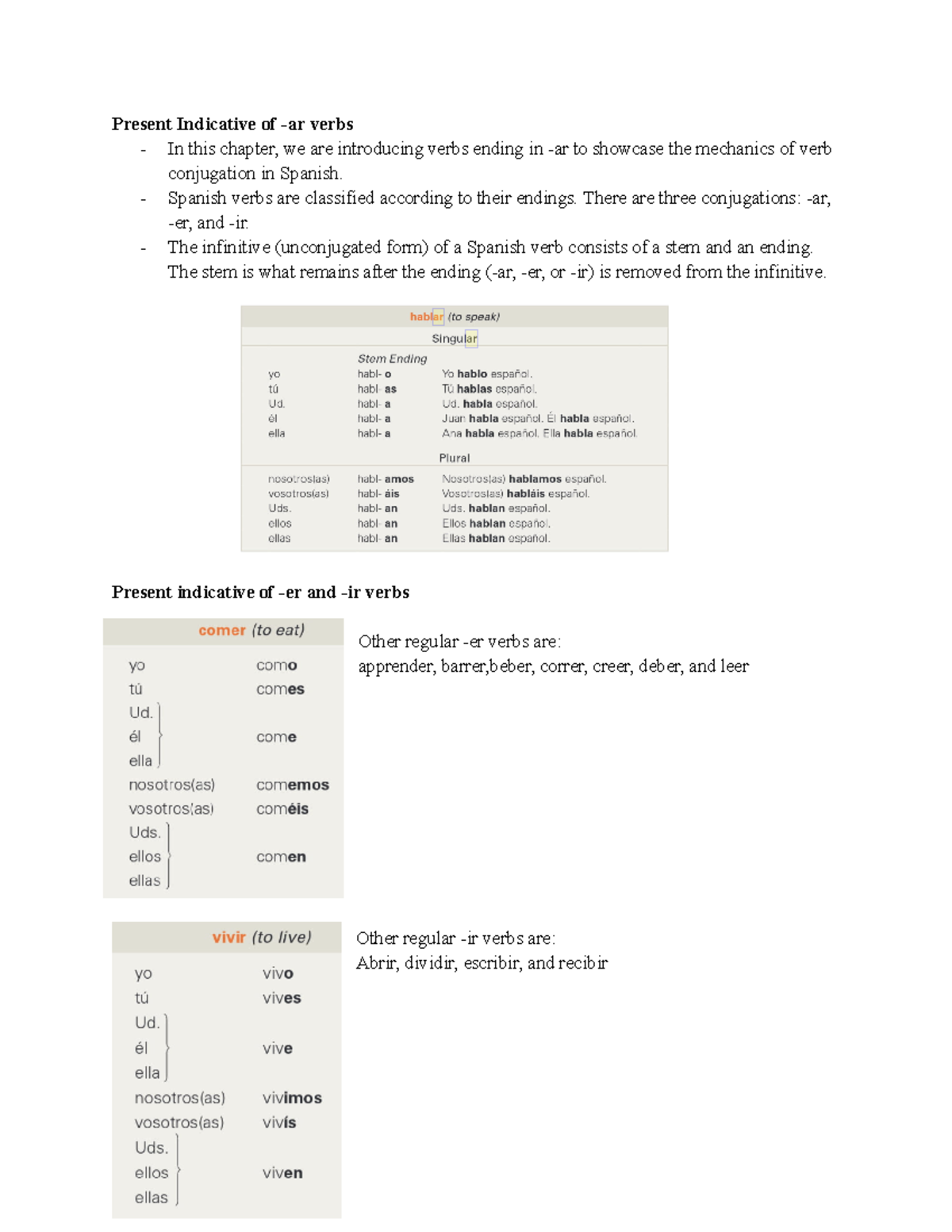 SPAN 114 - Pr. Torres - Present Indicative of -ar verbs - In this ...