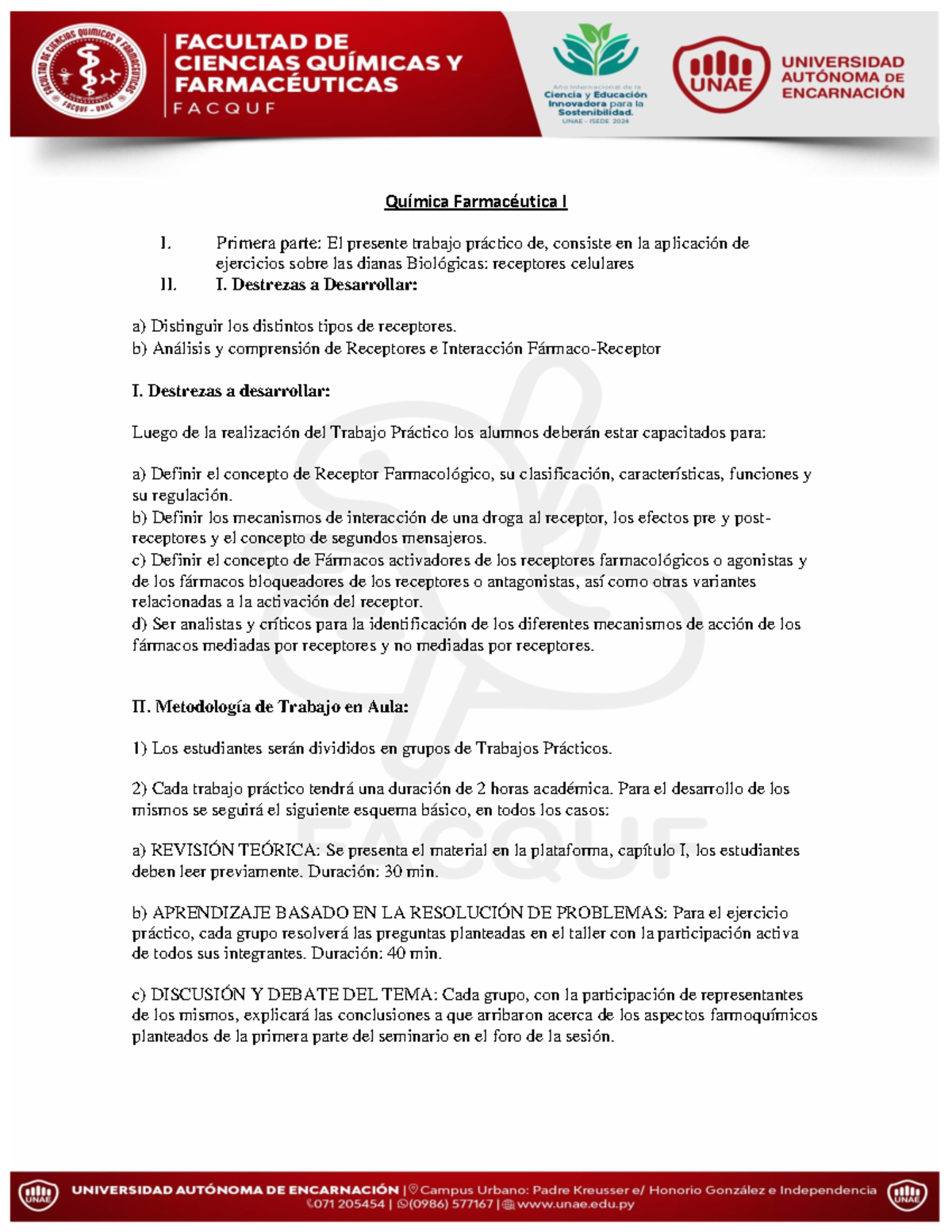 Química Farmacéutica 1 Seminario III-24 240323 222214 - Química Farmacéutica I I. Primera parte ...