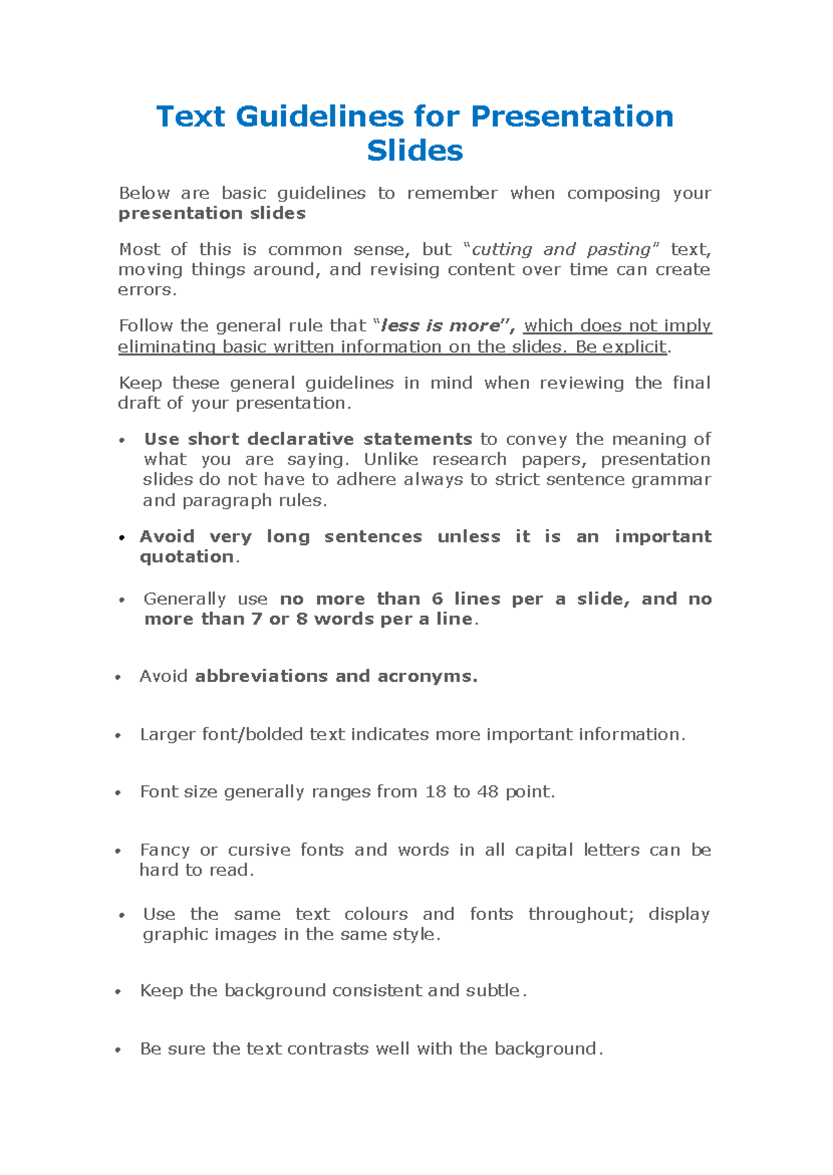 4. Text Guidelines for Presentation Slides docx - Text Guidelines for ...