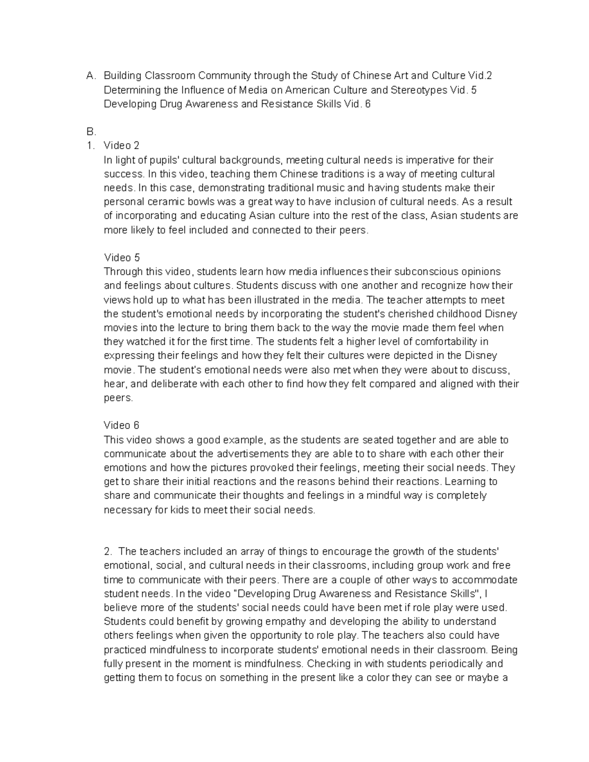 DFM3 Task 1 - D090 - A. Building Classroom Community through the Study ...