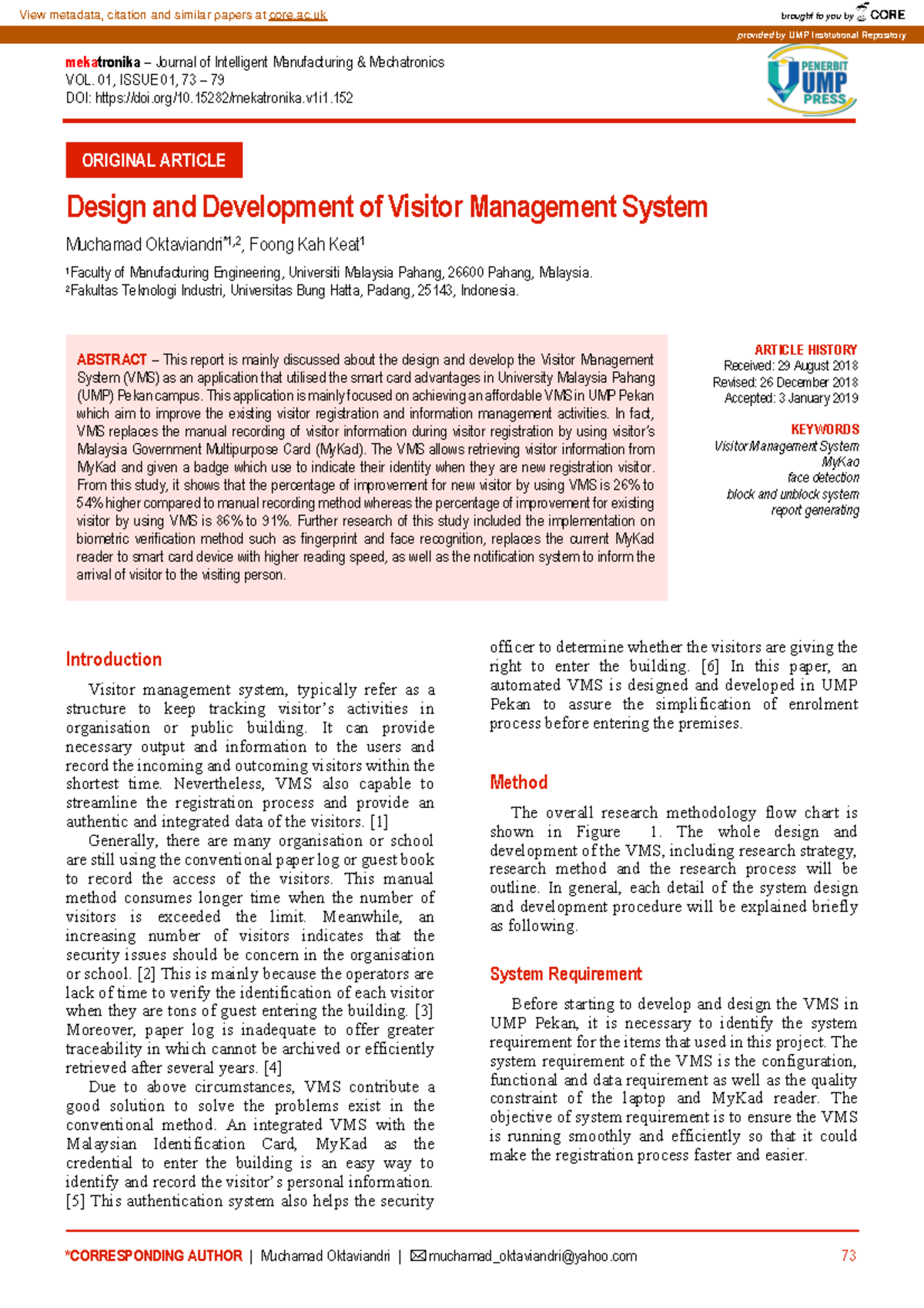Visiot Management Sample - mekatronika – Journal of Intelligent ...