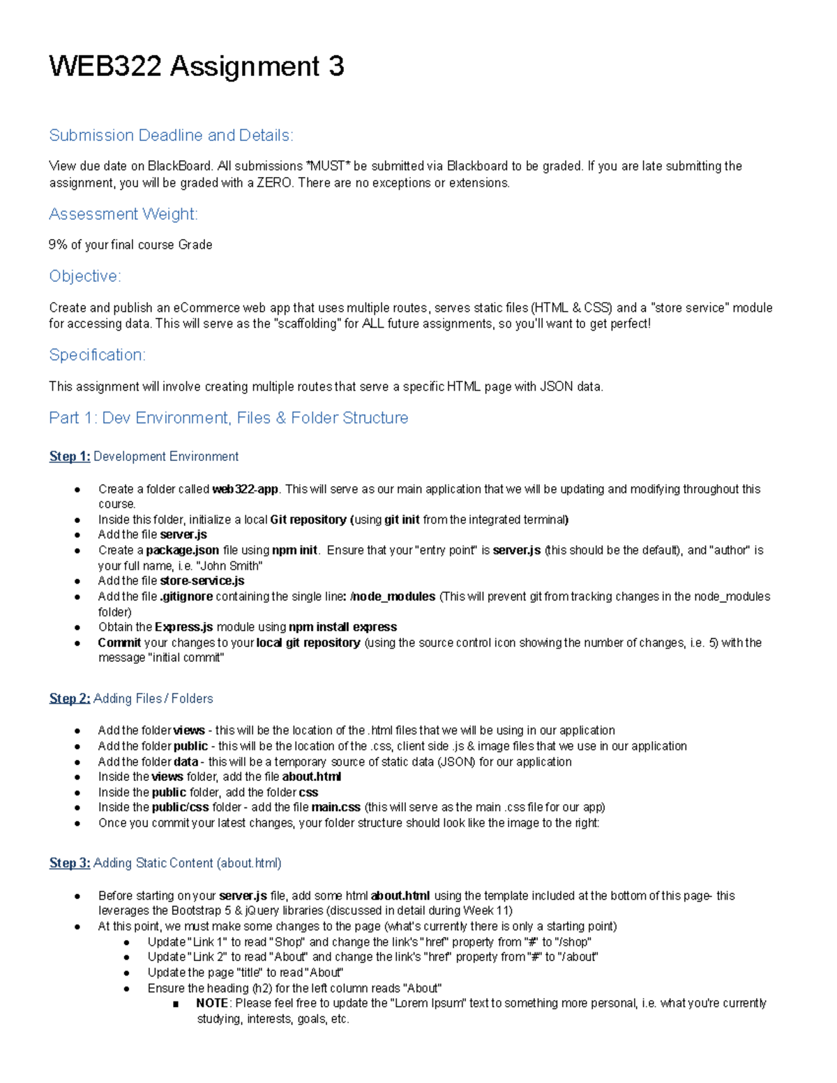 Web322 Assignment 03 - WEB322 Assignment 3 Submission Deadline and Details: View due date on ...