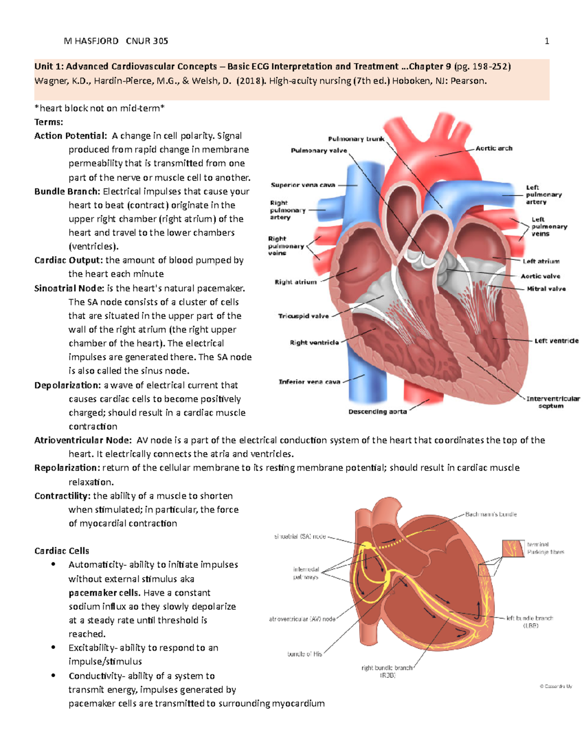 CNUR405 CV - Lecture notes 3 - Unit 1: Advanced Cardiovascular Concepts ...