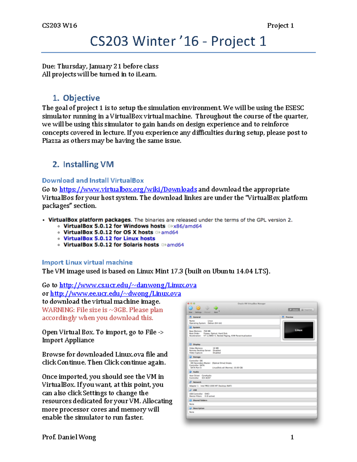 Project 1 - Daniel Wong - CS203 Winter ’16 -­‐ Project Due: Thursday, January 21 before - Studocu