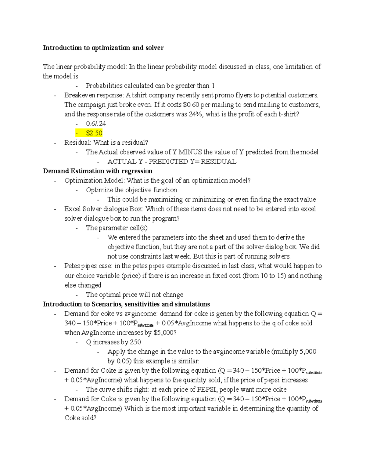 QM Final Notes - Introduction to optimization and solver The linear ...