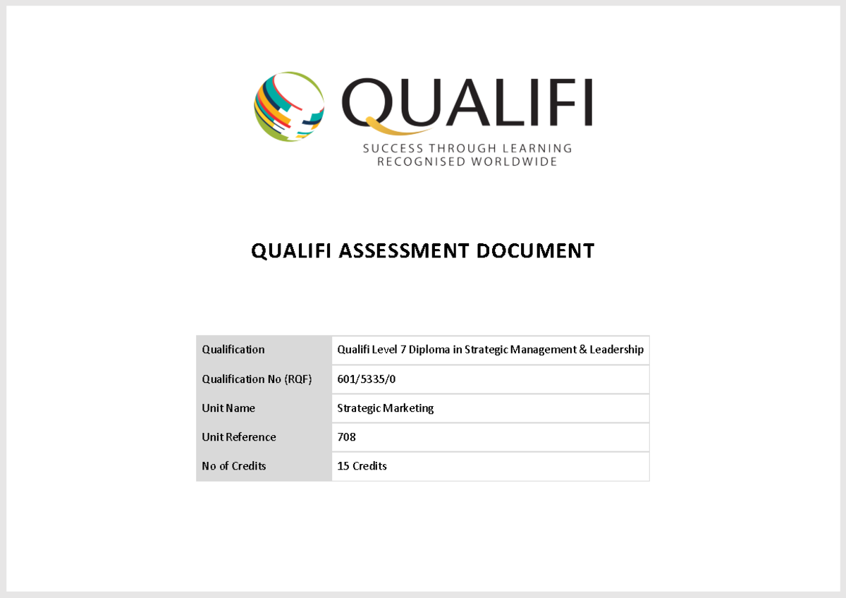 708 - Final Assignment Question - QUALIFI ASSESSMENT DOCUMENT ...
