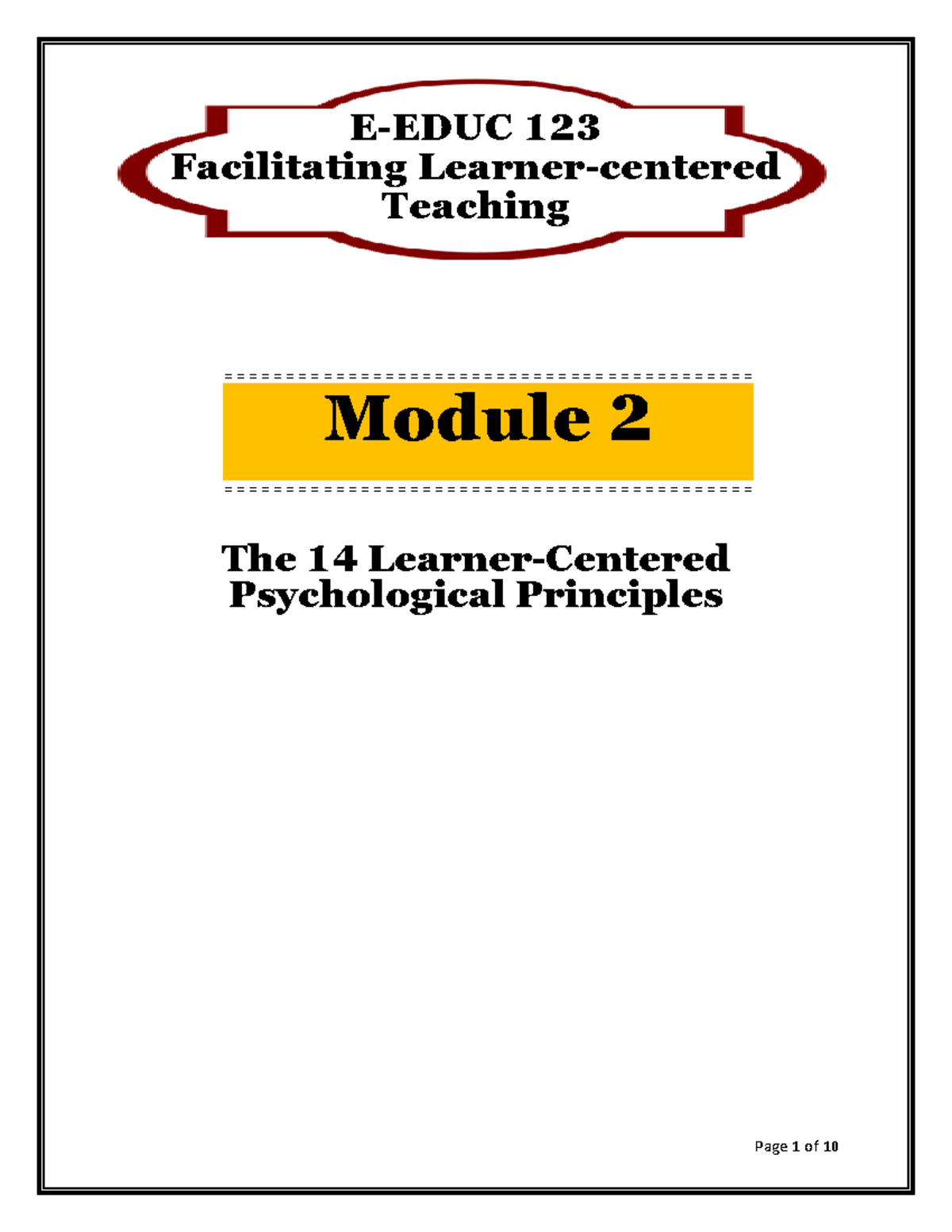 Module-2 Learner-Centered-Psychological-Principles(2) - Module 2 E-EDUC ...