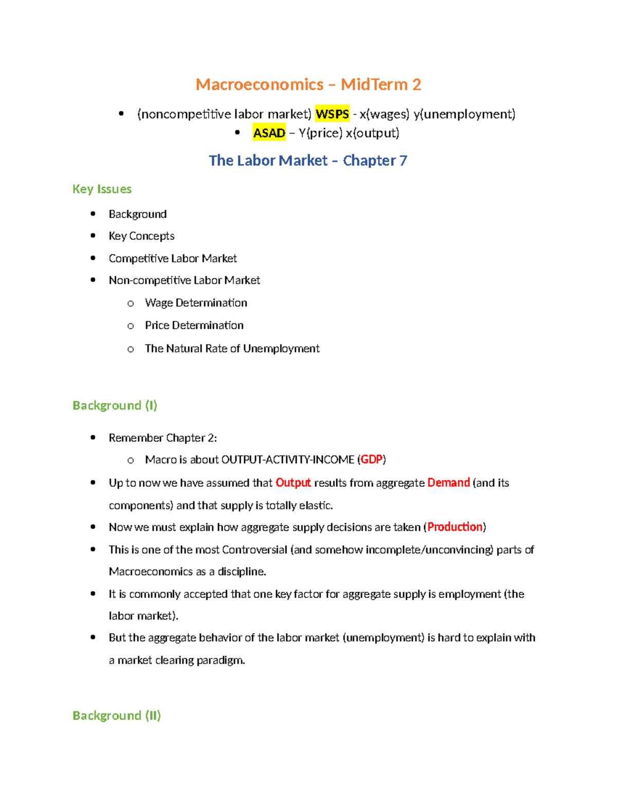 Macroeconomics - Mid Term 2 - Macroeconomics – MidTerm 2 ...