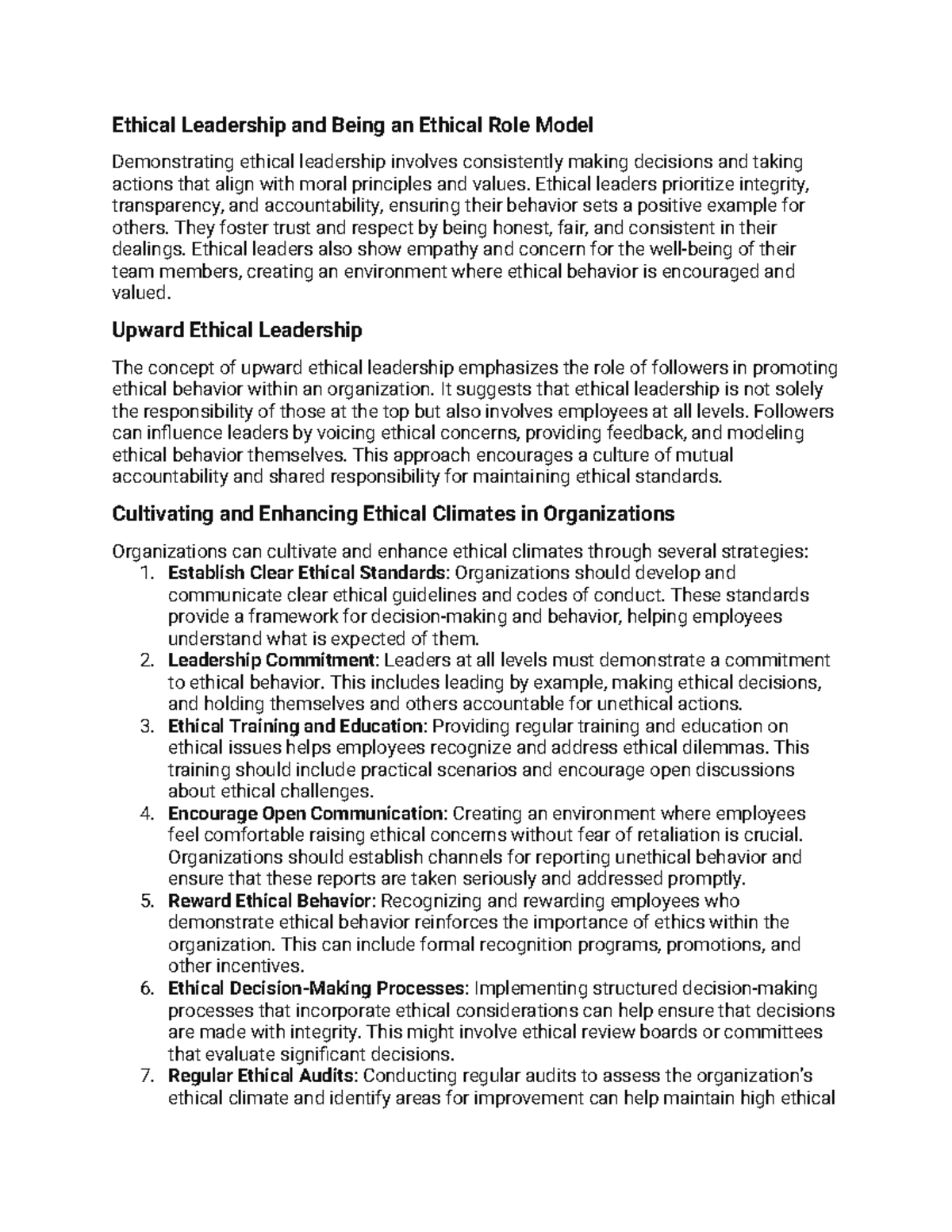Ethical Leadership and Being an Ethical Role Model - Ethical Leadership ...