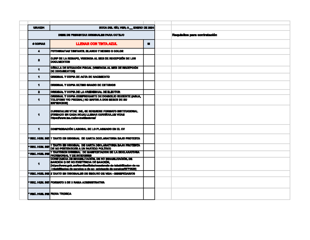 Check LIST - ... - UR:VZ04 BOCA DEL RÍO, VER; A __ ENERO DE 2024 DEBE ...