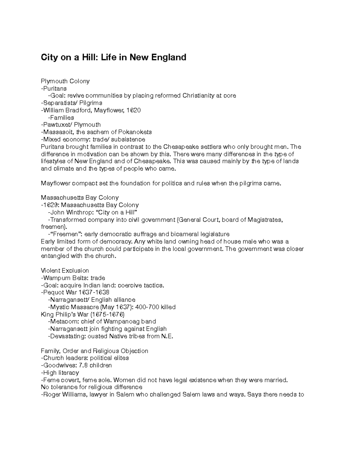 City on a Hill- Life in New England - City on a Hill: Life in New ...