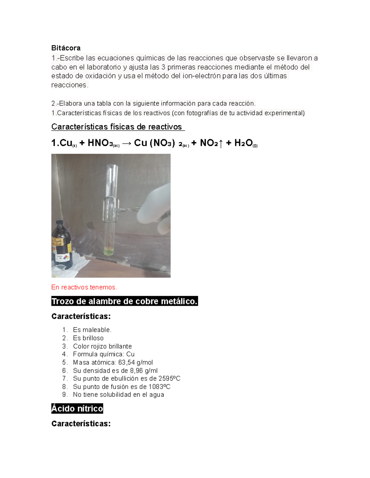 Bitácora química soluciones semestre II. - Bitácora 1.-Escribe las ...