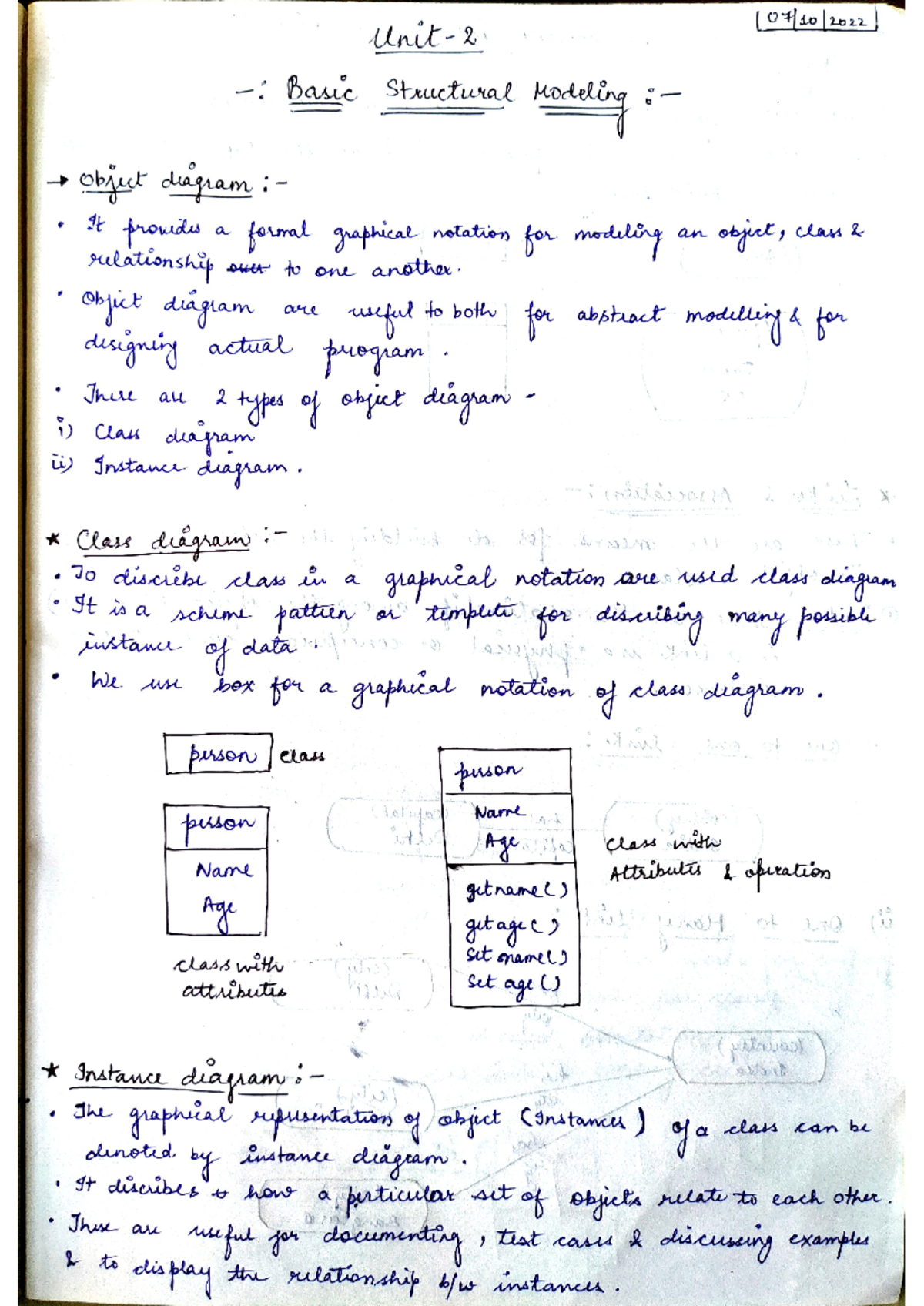 OOSD Unit-2&5 - nothing - 2 Basic Structural rodeling object diagram It provides a formal ...