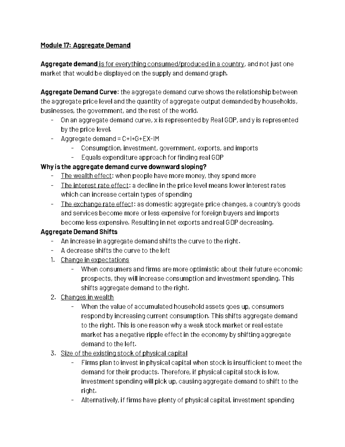 Aggregate Demand - Module 17: Aggregate Demand Aggregate demand is for ...