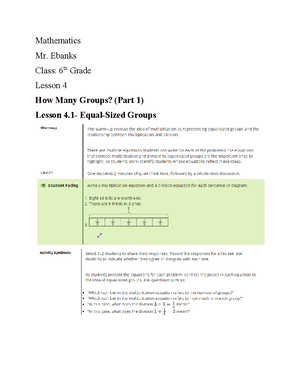 6th Grade Unit 4 Lesson 3 Work - Mathematics - Mathematics Homework Mr ...