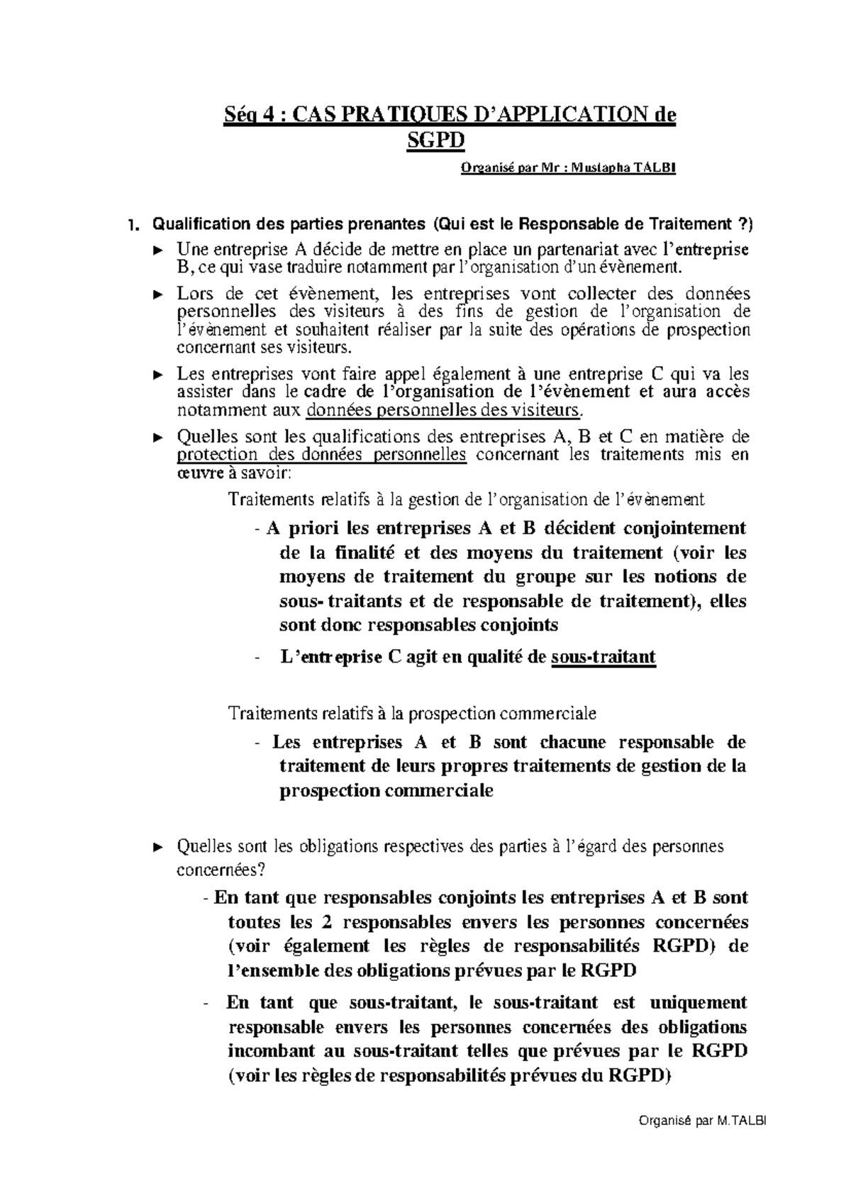 Cas pratiques de SGPD - Séq 4 : CAS PRATIQUES D’APPLICATION de SGPD ...